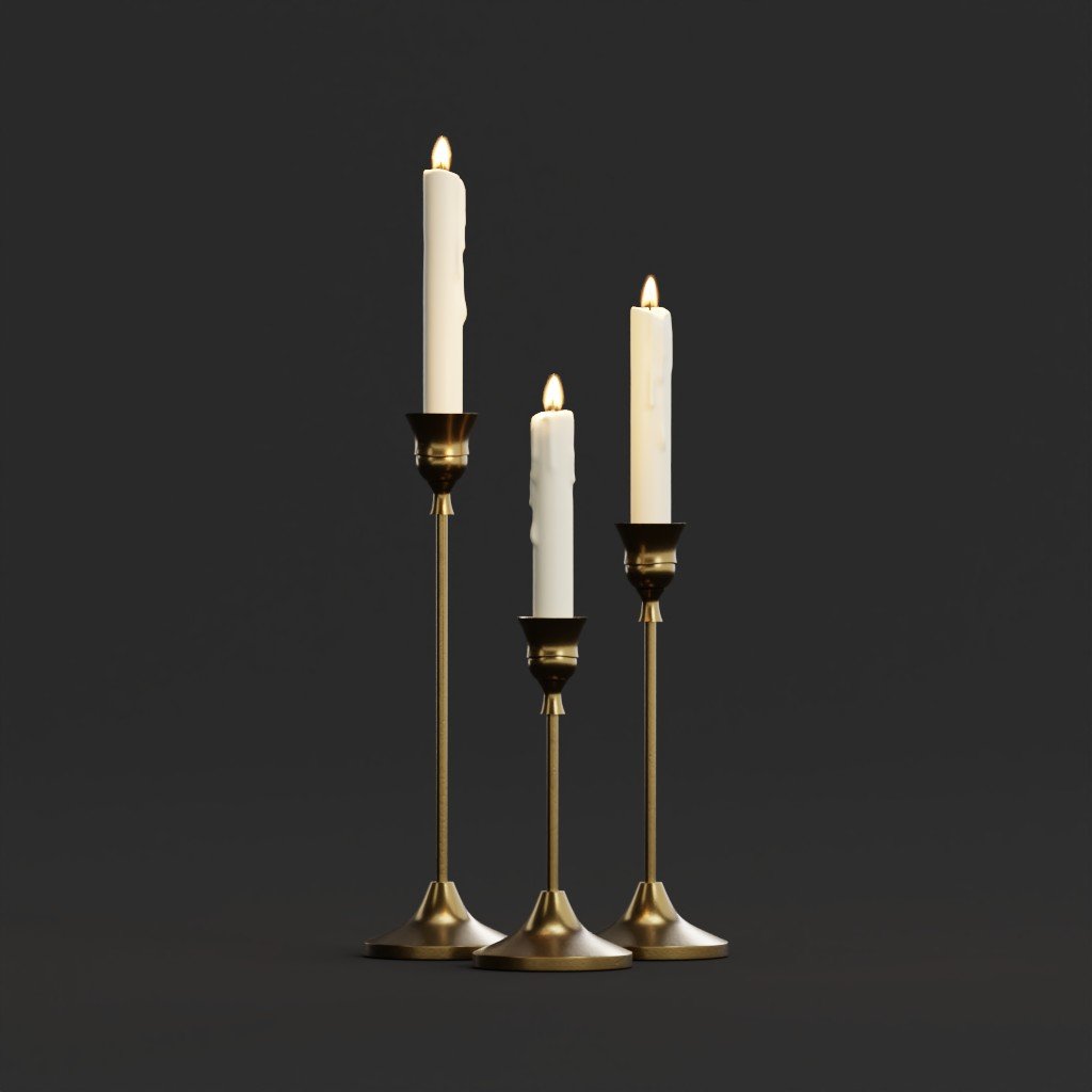 Gold candlesticks | FREE Decoration Sets models | BlenderKit