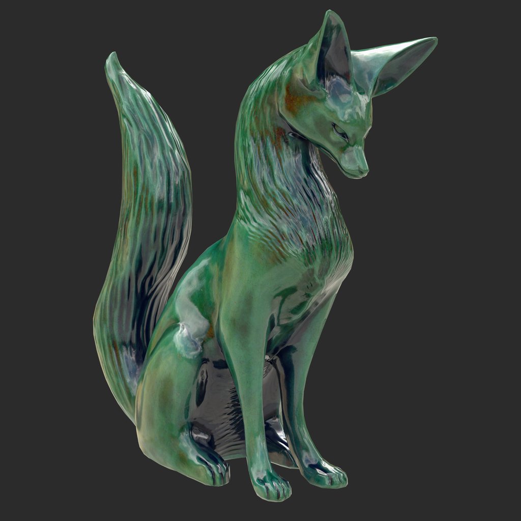 Blendkit | Download the FREE Fox green porcelain statue model