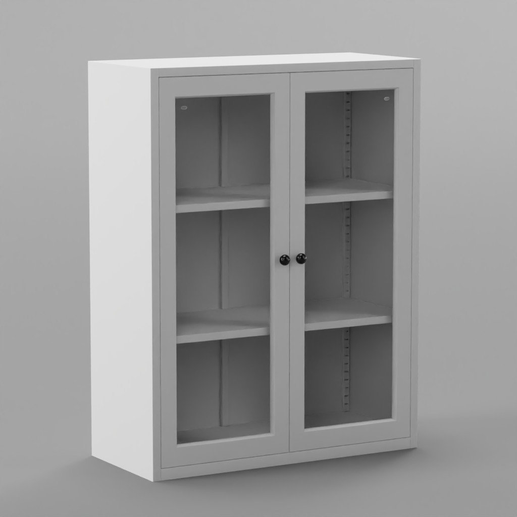 Double-door medium glass bookcase | 3D Wardrobe models | BlenderKit
