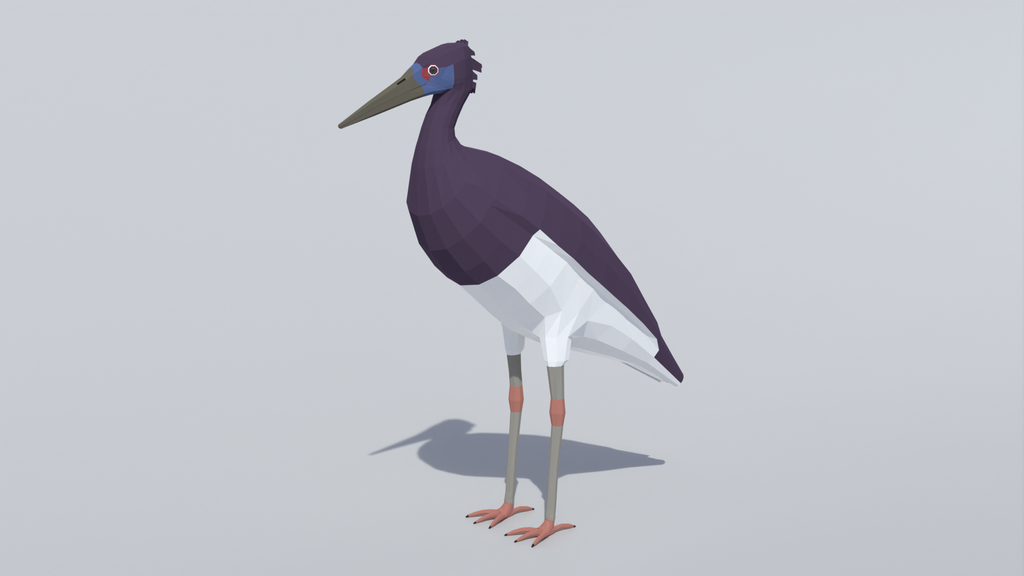 Low Poly Abdim Stork | Birds models | BlenderKit