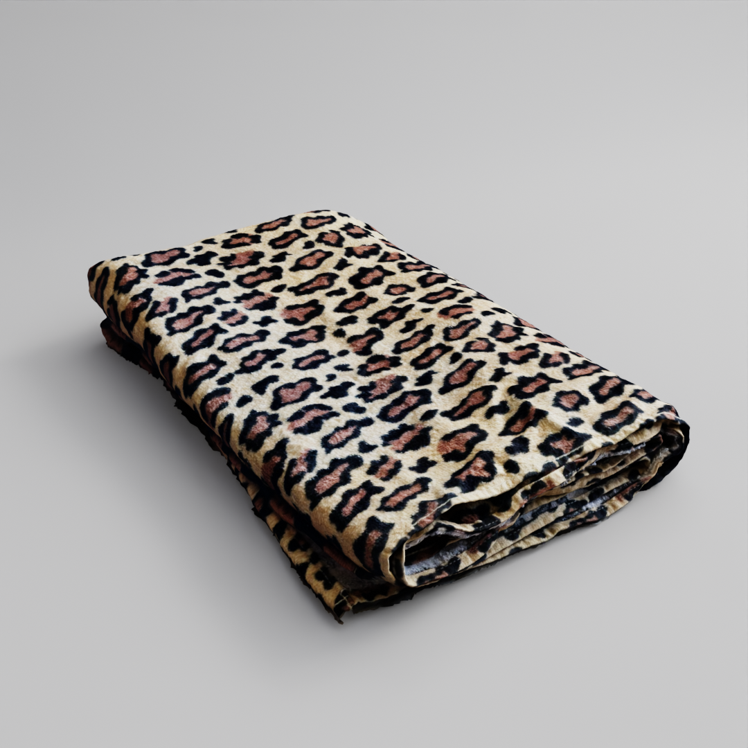 Folded Leopard Print Towel | FREE Fabrics models | BlenderKit