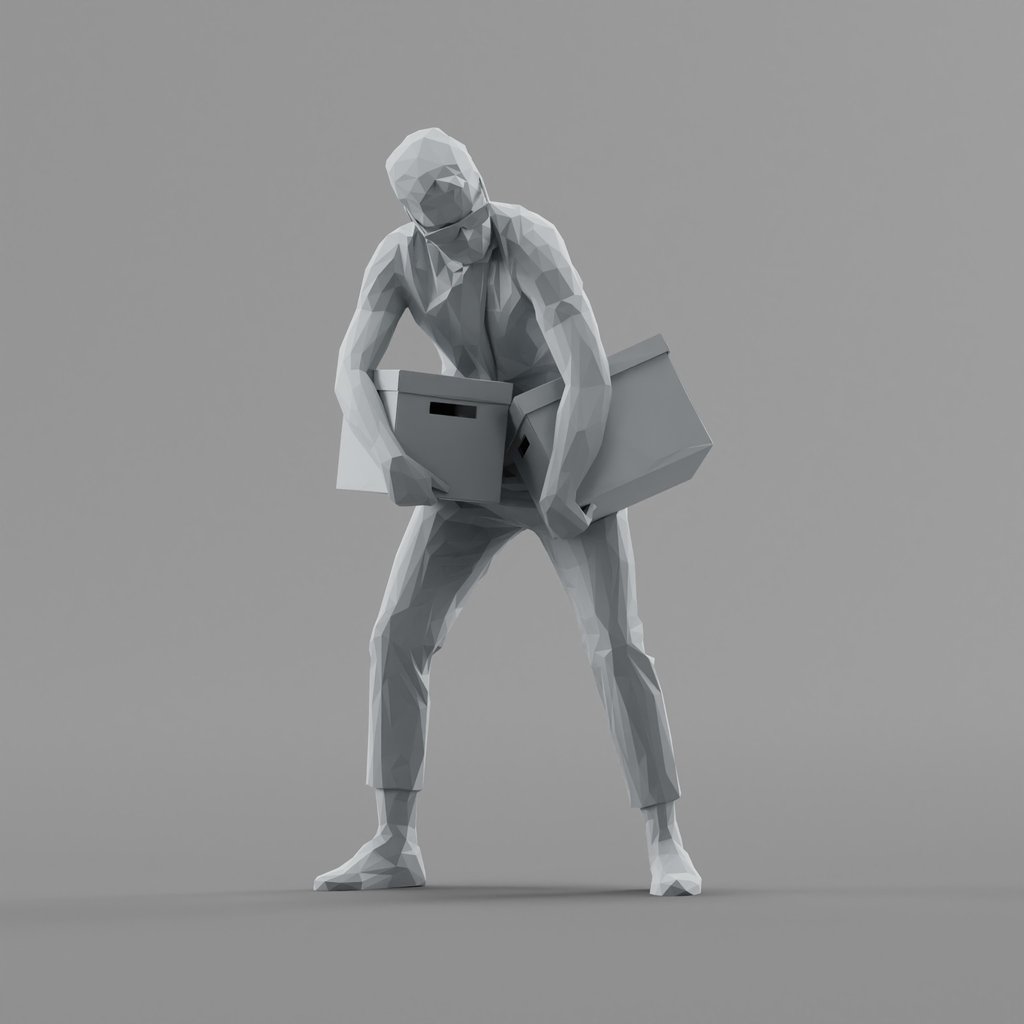 Lowpoly Male Carrying Boxes | Men models | BlenderKit