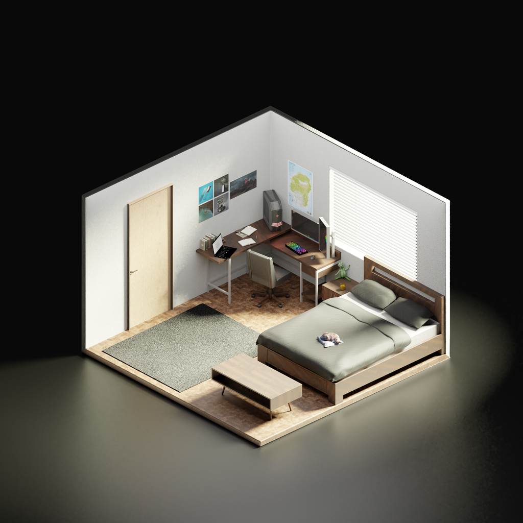 Dorm Room Setup | Isometric scenes | BlenderKit