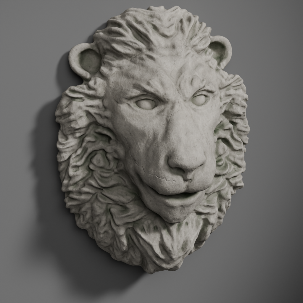 Lion Head Stone Sculpture | Interior Sculptures models | BlenderKit