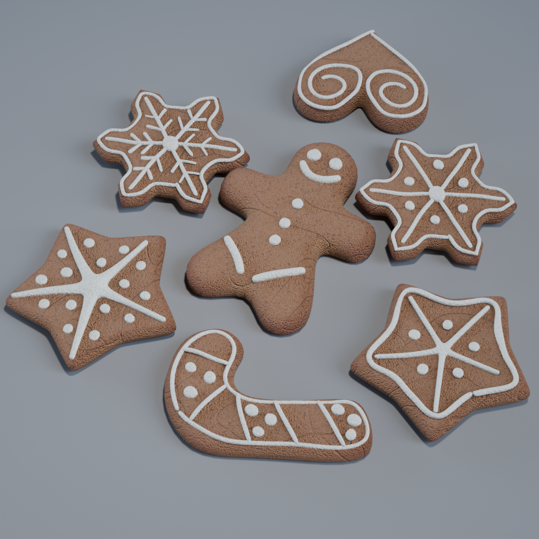Ginger Bread Cookies 2 | Sweets / Desserts models | BlenderKit