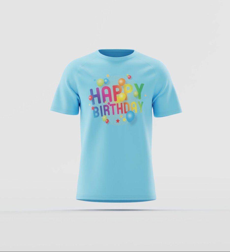 Colorful "Happy Birthday" Graphic Tee | Man Clothing models | BlenderKit