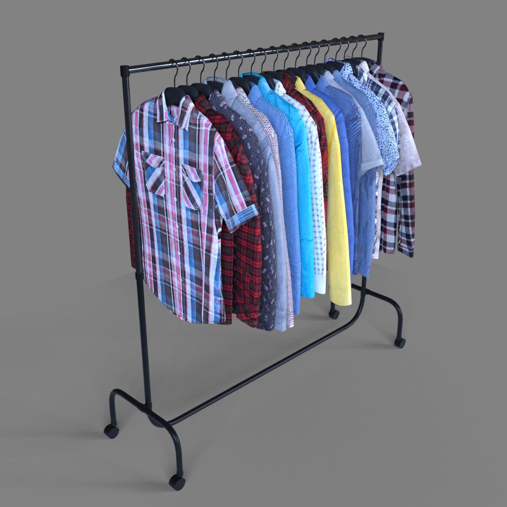 18 shirts on a hanger | Wardrobes models | BlenderKit