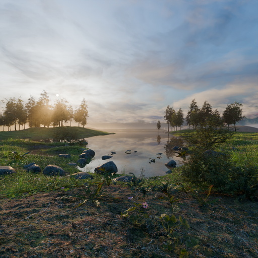 BlenderKit | Download the Sunset Serenity by the Lake scene