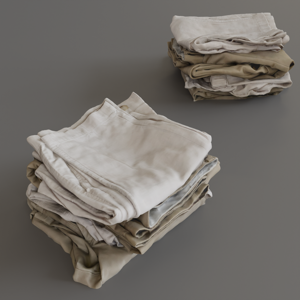 Stack of clear pants | FREE Textile models | BlenderKit