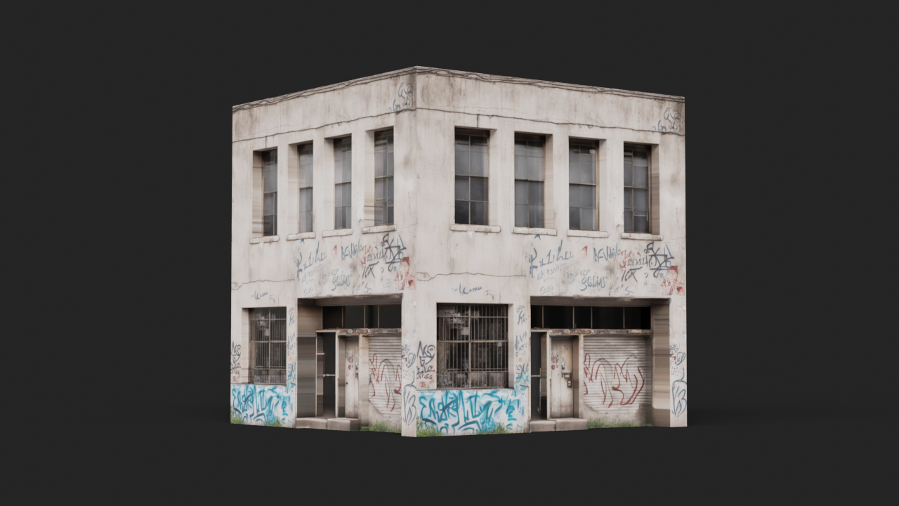 Concrete Building | Lowpoly | FREE Buildings models | BlenderKit