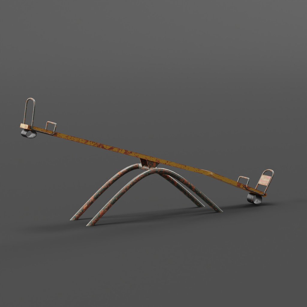 Old Playground Item: Seesaw | FREE Playgrounds models | BlenderKit
