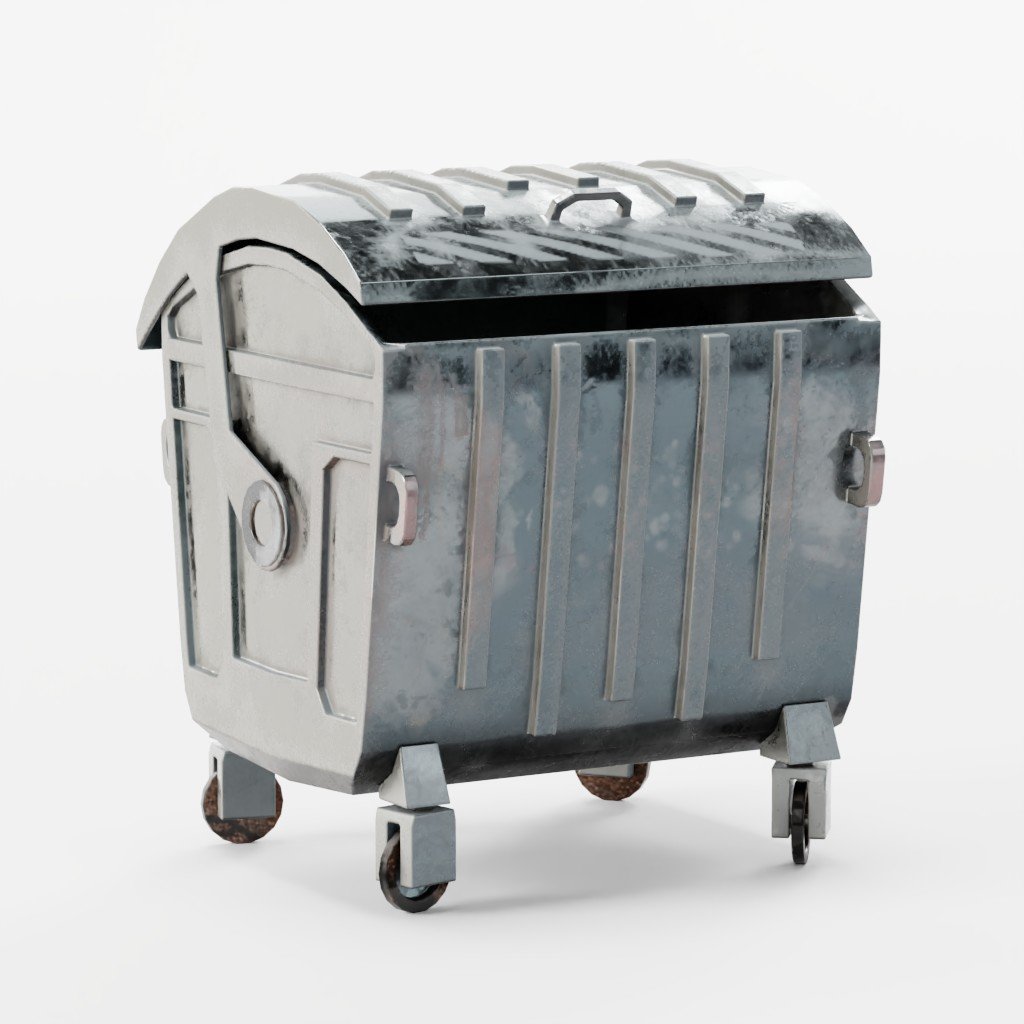 Steel waste container | Containers models | BlenderKit