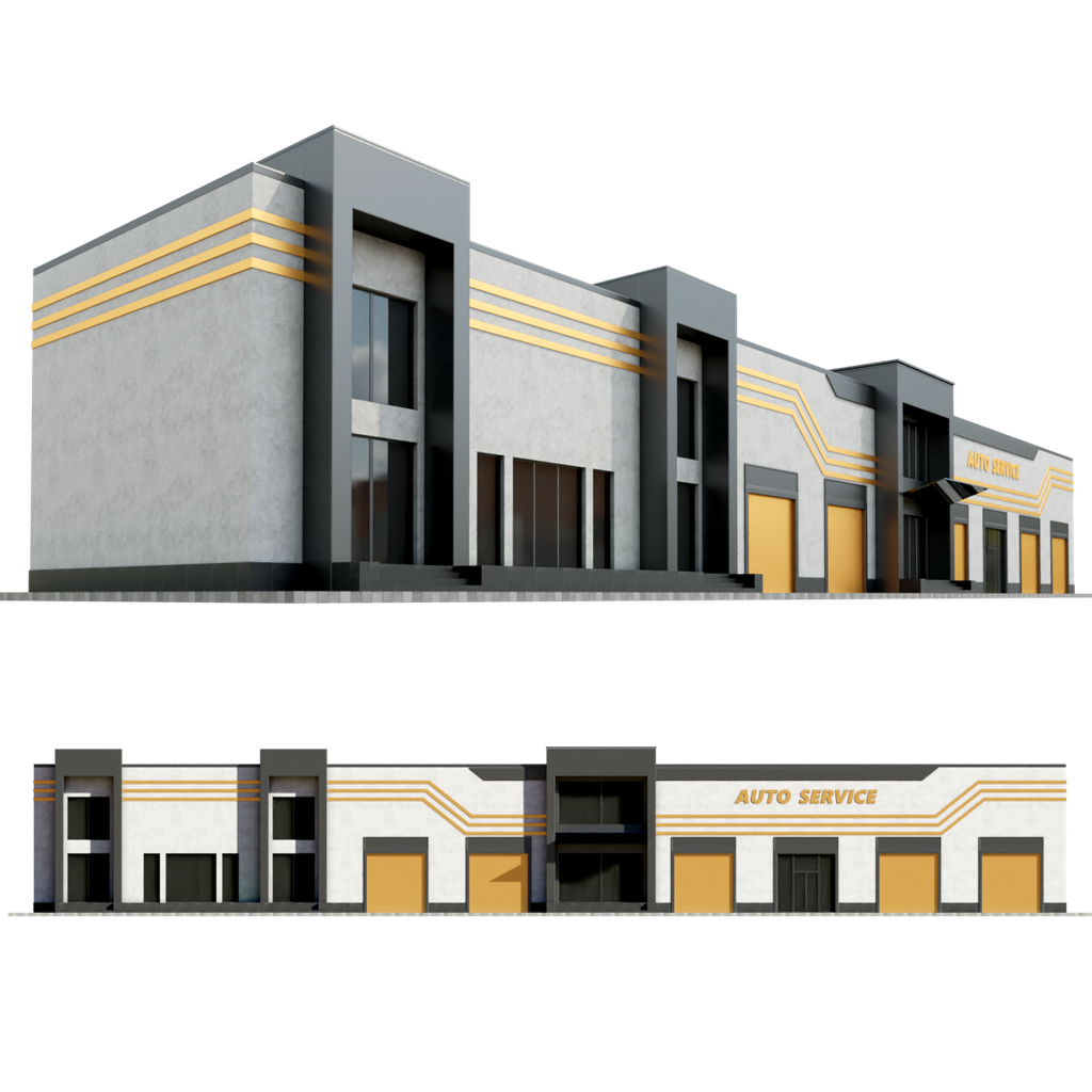 AutoService | FREE Commercial Buildings models | BlenderKit