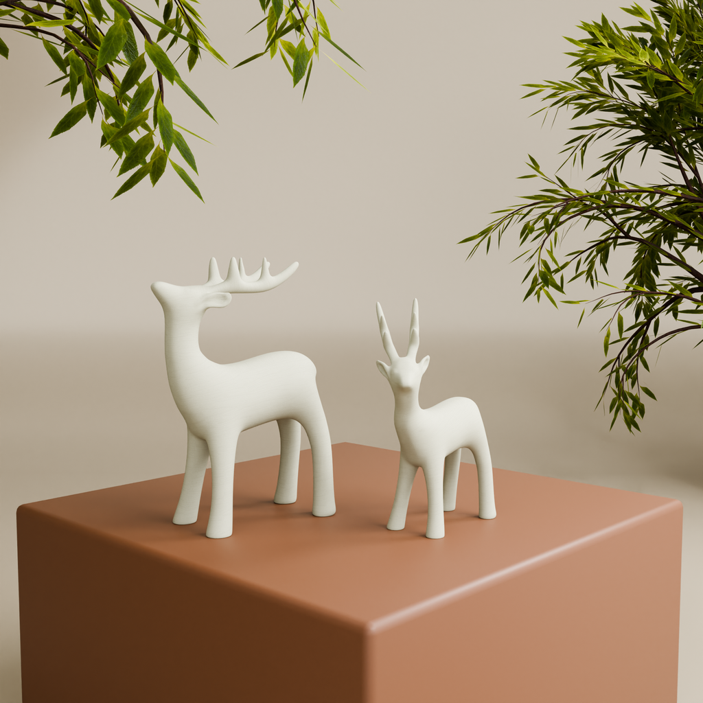 Simple Wood Deer Family Set | Decoration Sets models | BlenderKit