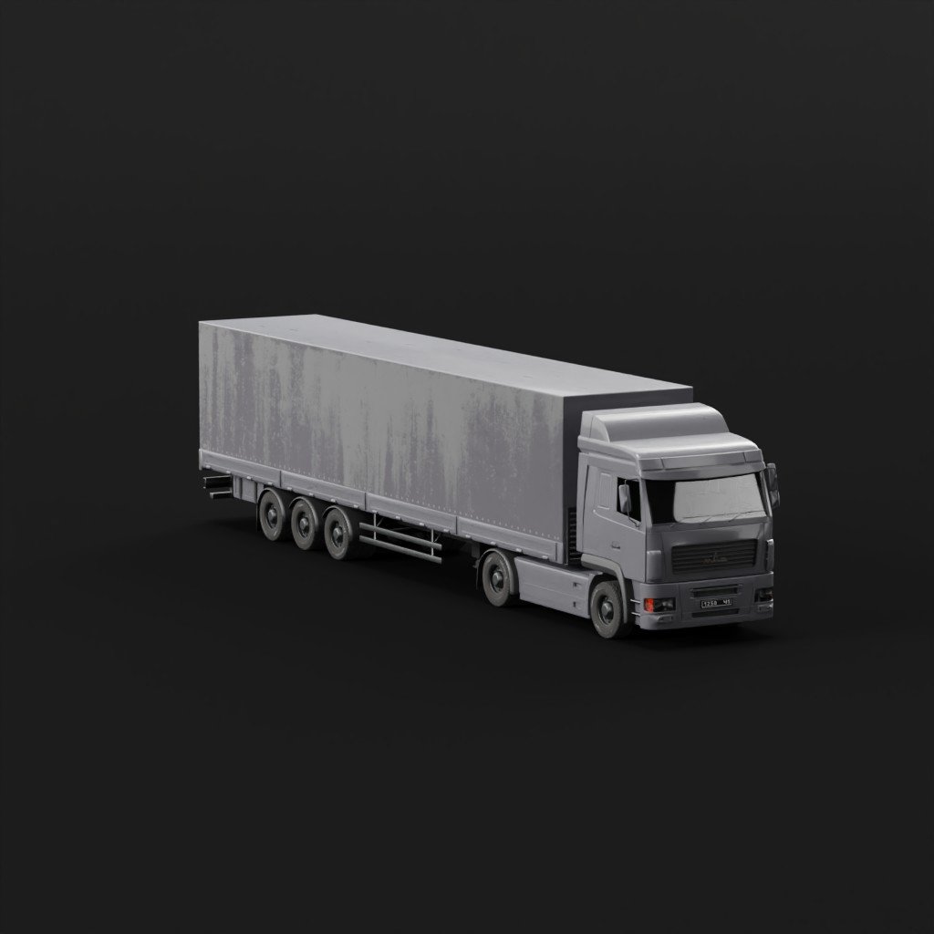 BlenderKit | Download the Truck with trailer "MAZ" model