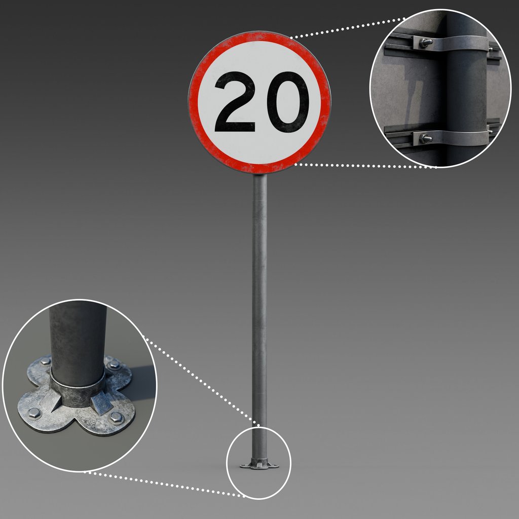 Road sign 20 | Urban Environment models | BlenderKit