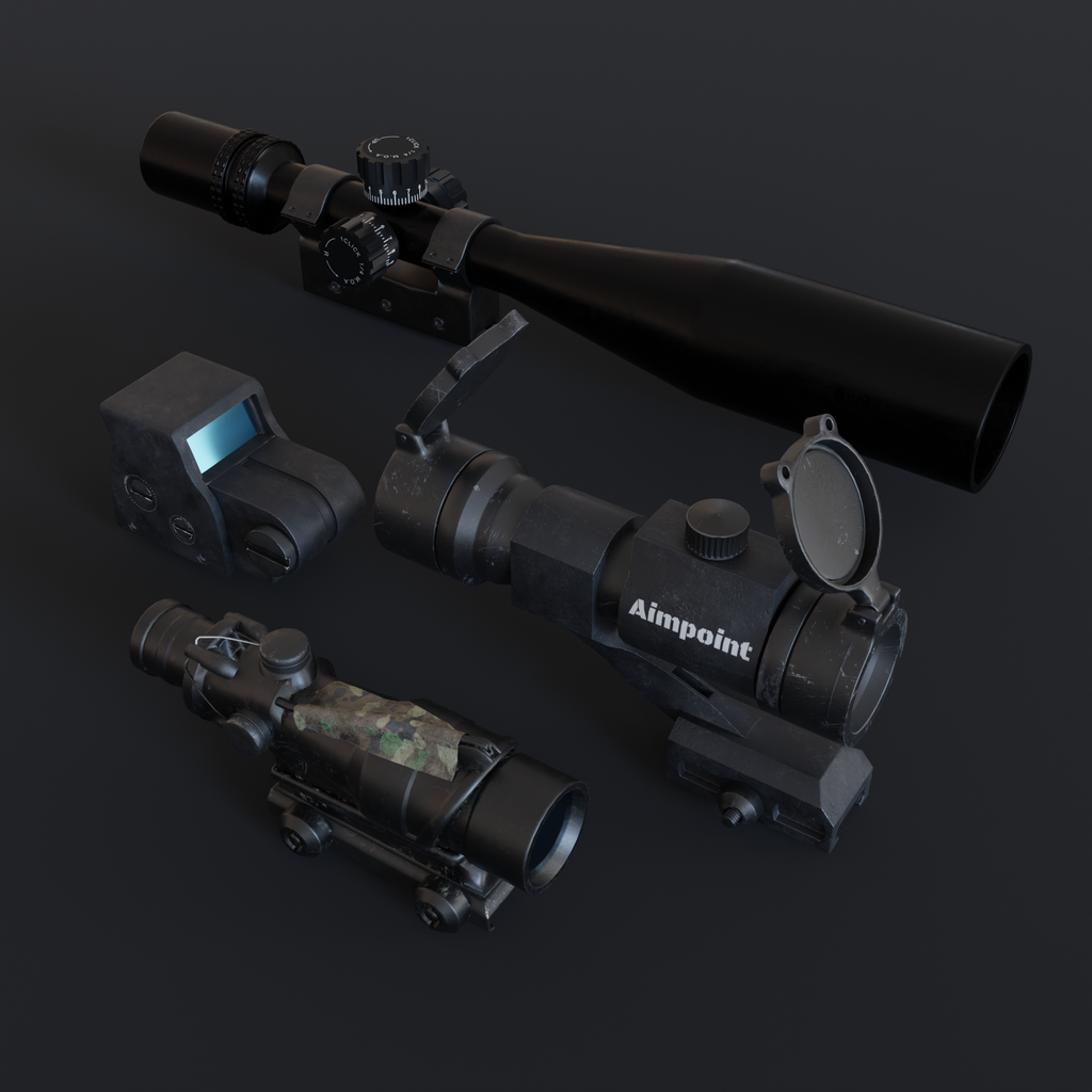 Rifle scope collection | Modern Weapons models | BlenderKit