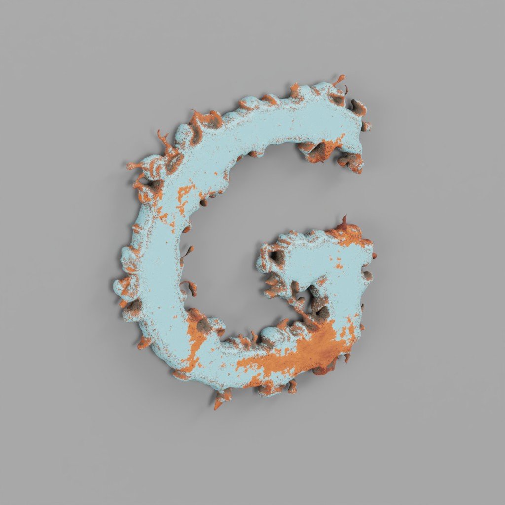 Rough metal Letter G | Interior Sculptures models | BlenderKit