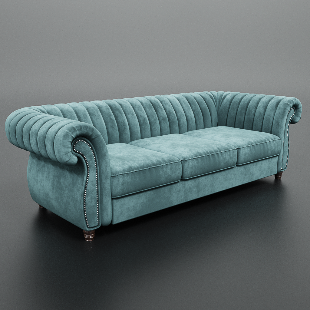 Chesterfield Sofe Green | 3D Sofa models | BlenderKit
