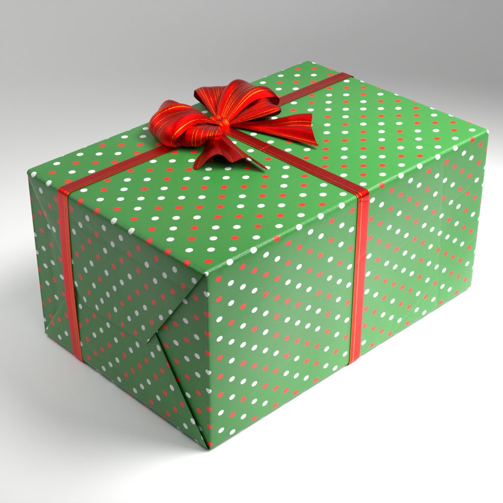 Green Polkadot Gift Box Fold | Holiday Decorations models | BlenderKit