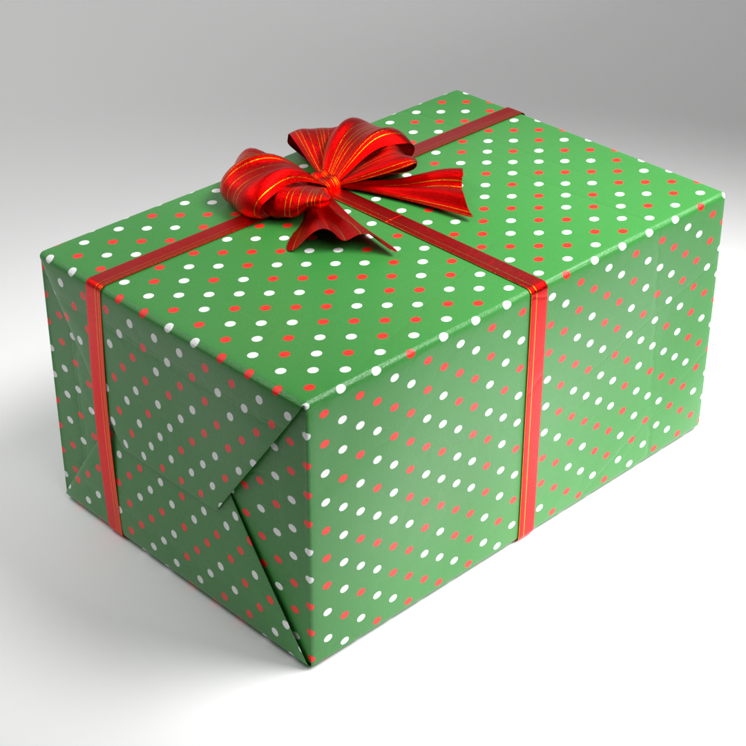 Green Polkadot Gift Box Fold | Holiday Decorations models | BlenderKit