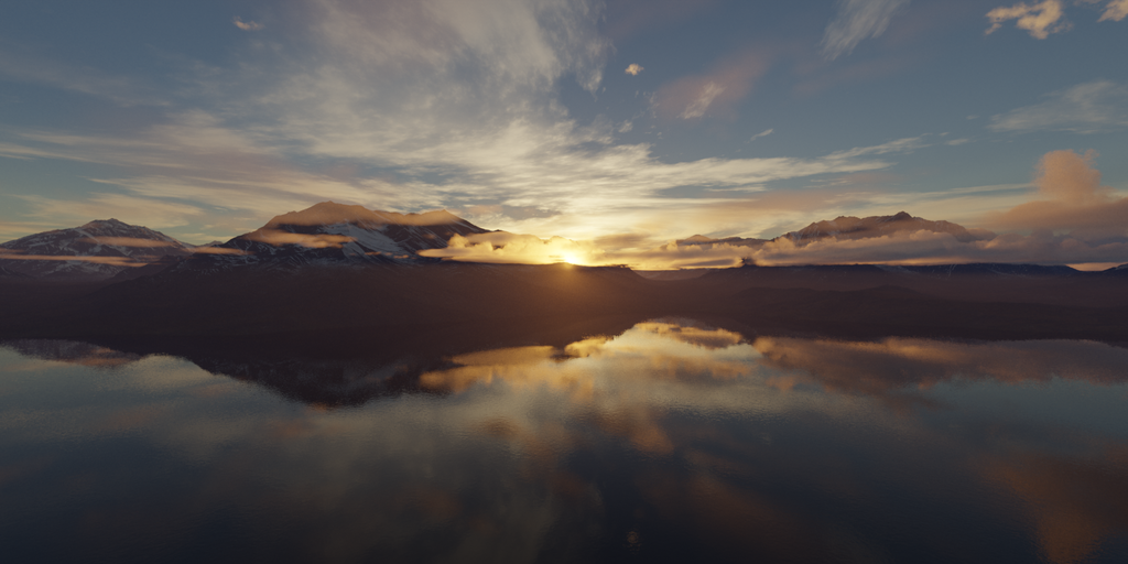 Lake and Mountain Dramatic Sunset | FREE Landscapes HDRis | BlenderKit