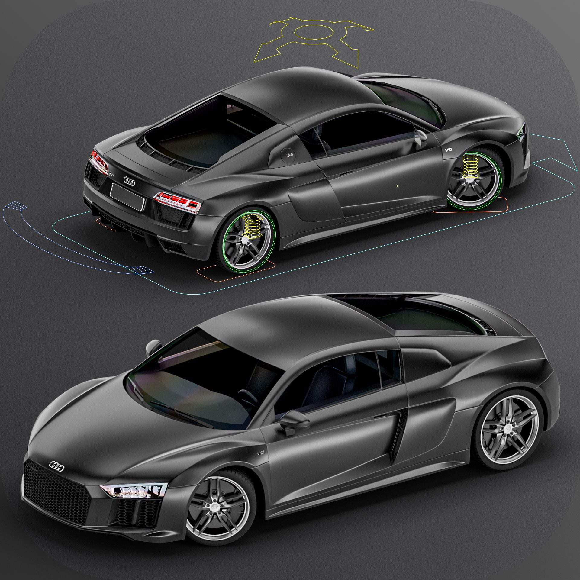 Audi R8 Rigged for Games & Animation | Luxury Cars models | BlenderKit