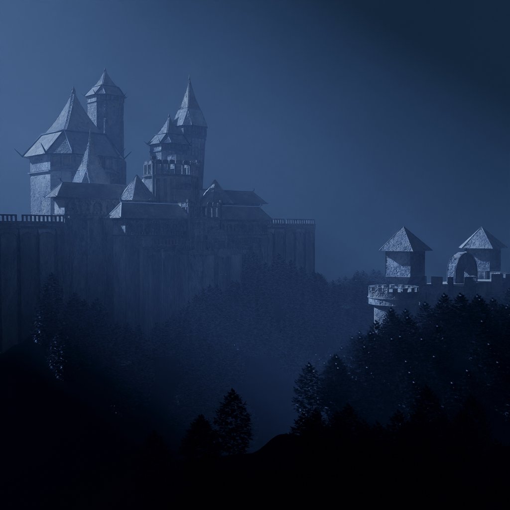 Ancient Castle with misty mountain | FREE Historical scenes | BlenderKit