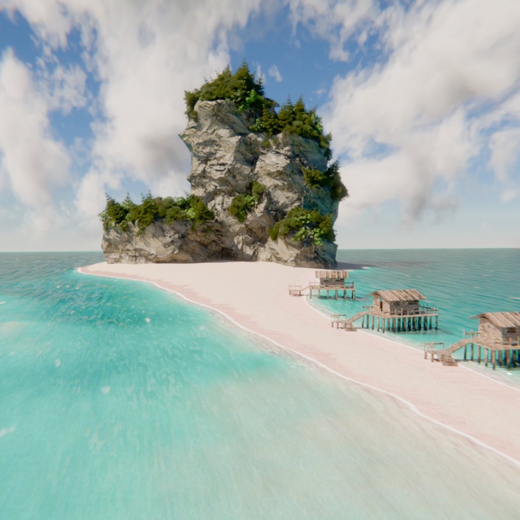 Lowpoly Beach | Nature scenes | BlenderKit