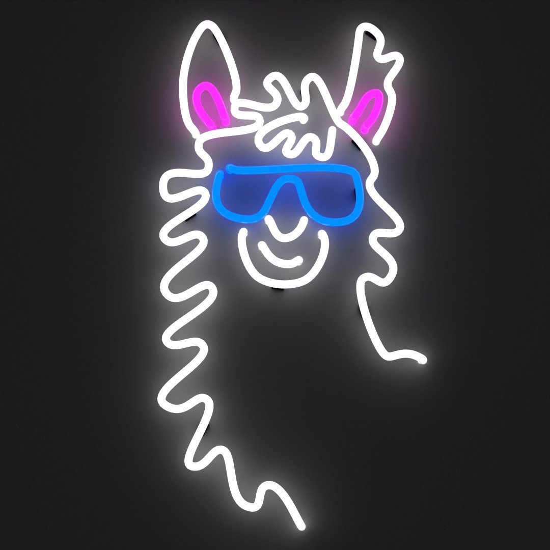 Alpaca LLama Neon Light Sign | Wall Light models | BlenderKit