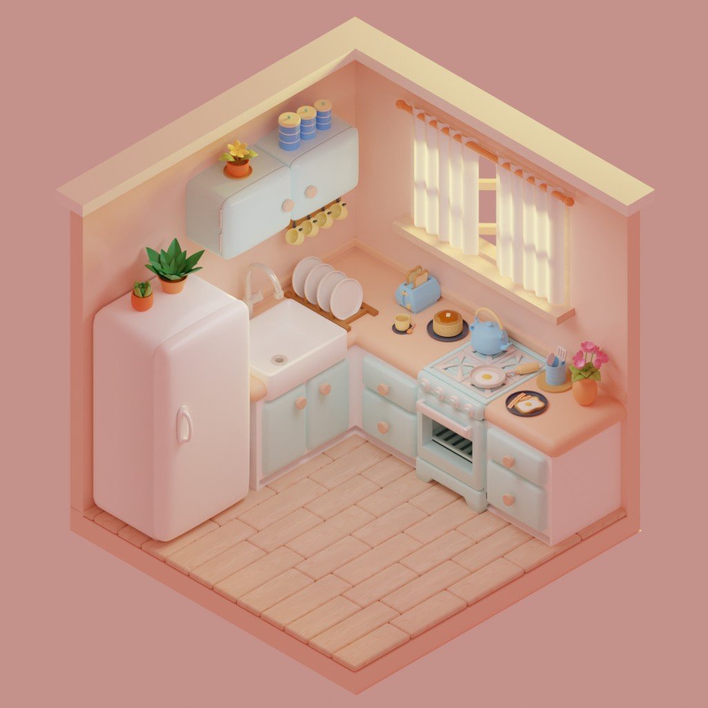 Isometric Kitchen | Kitchen Sets models | BlenderKit