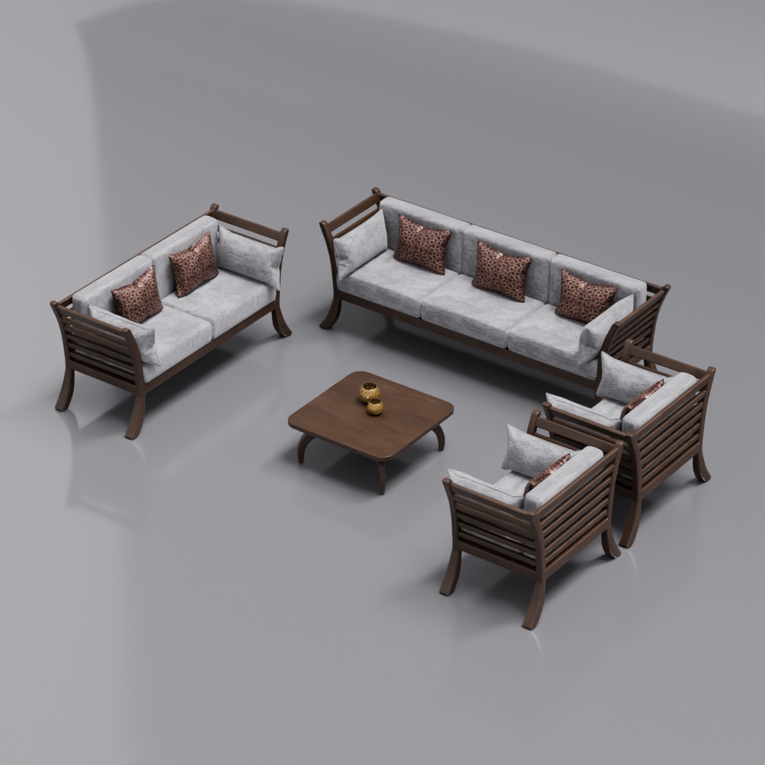 Wooden frame Sofa set | FREE Sofas models | BlenderKit