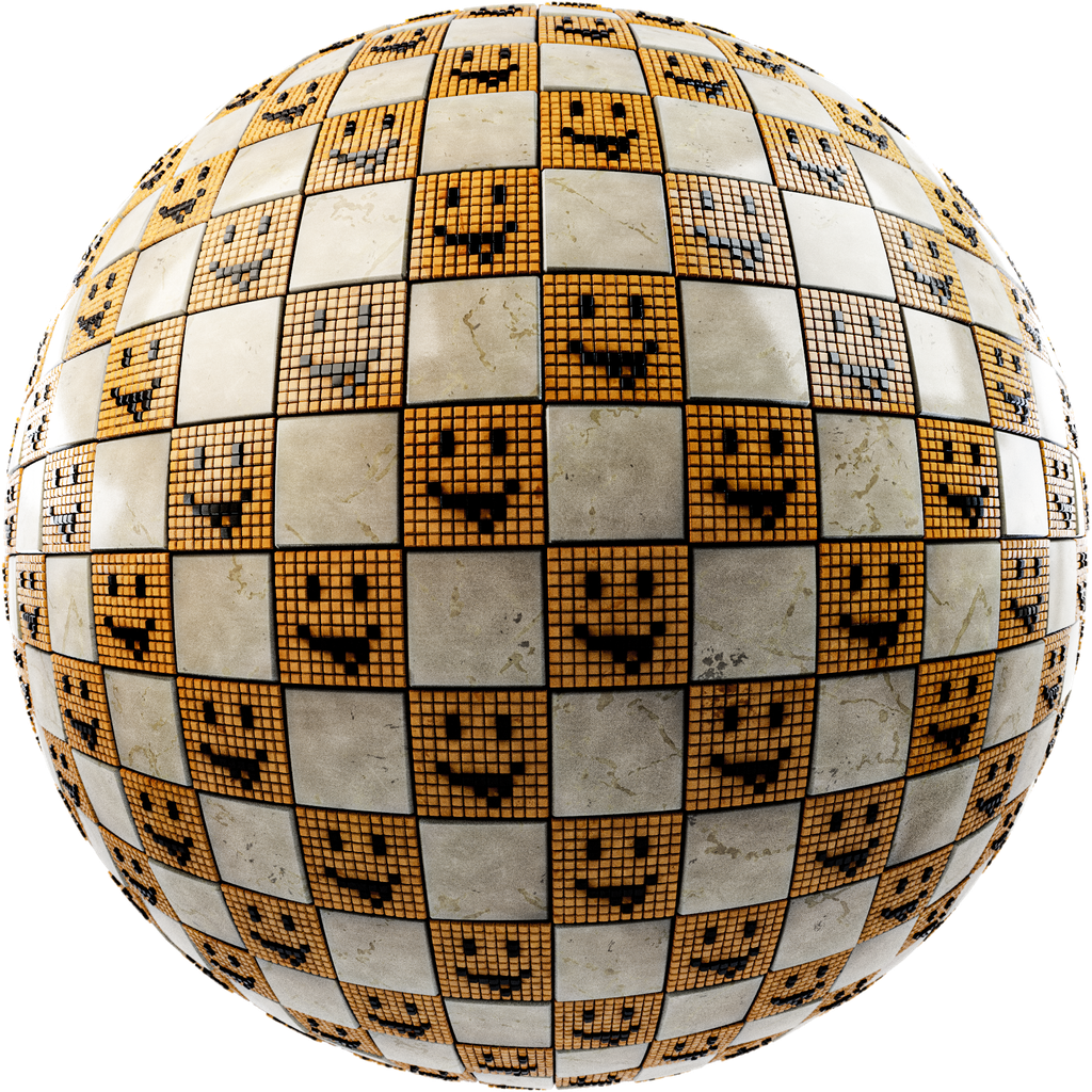 Ceramic tiles with yellow smiles | FREE tiles materials | BlenderKit