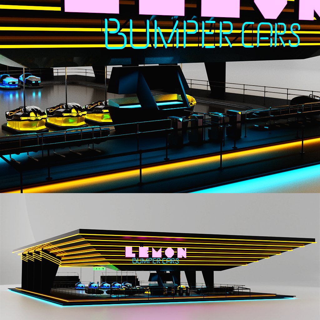 Lemon Bumper Cars Ride | FREE Commercial Buildings models | BlenderKit