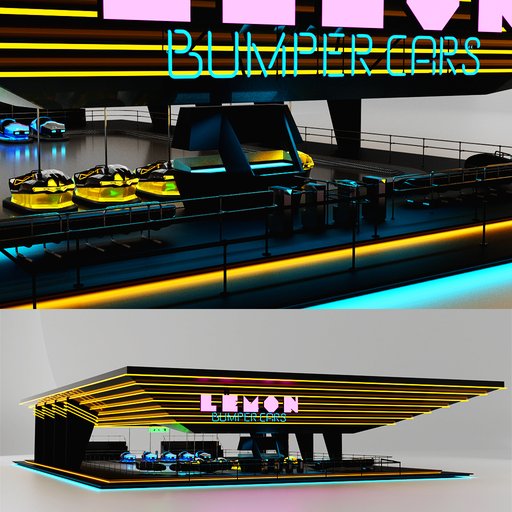 Lemon Bumper Cars Ride | FREE Commercial Buildings models | BlenderKit
