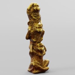 Monkeys Ornament Statue 3D Scan | Interior Sculptures models | BlenderKit