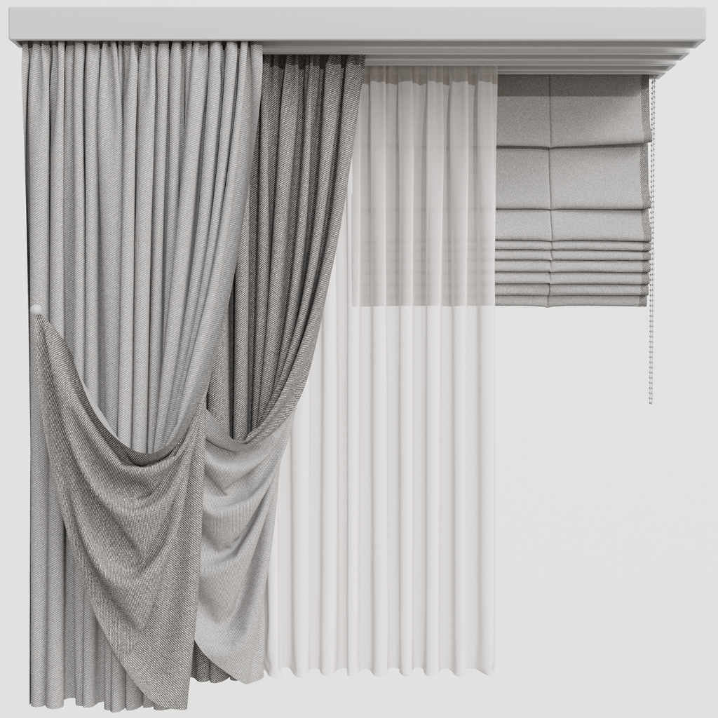 BlenderKit | Download the Silk and Cotton Curtain Set model