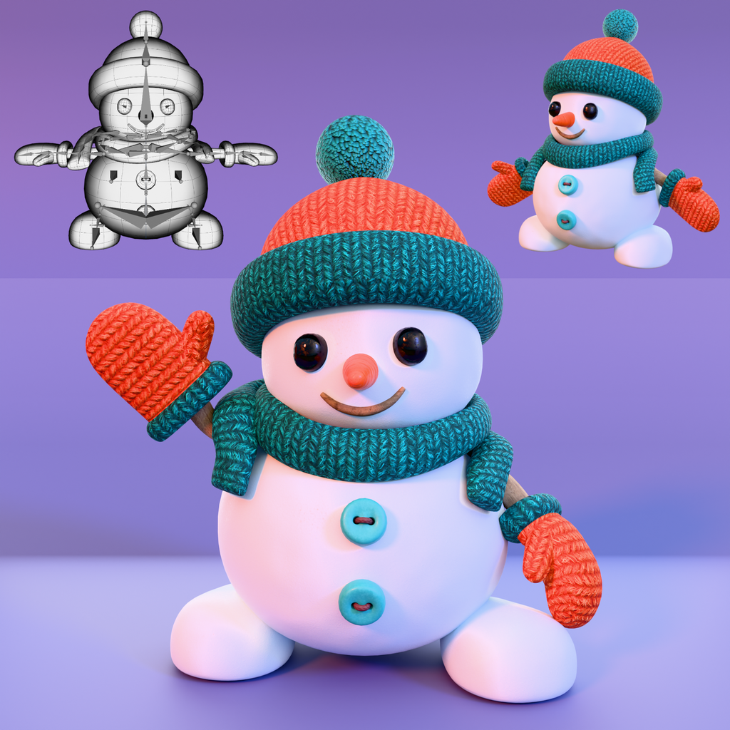 Stylized Snowman (Rigged) | Characters models | BlenderKit