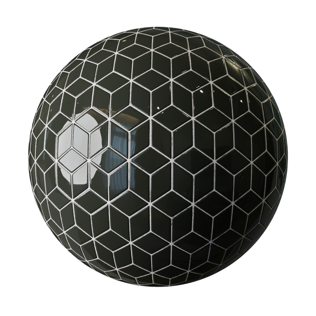 Rhombus Ceramic Tiles Black | FREE tiles materials | BlenderKit