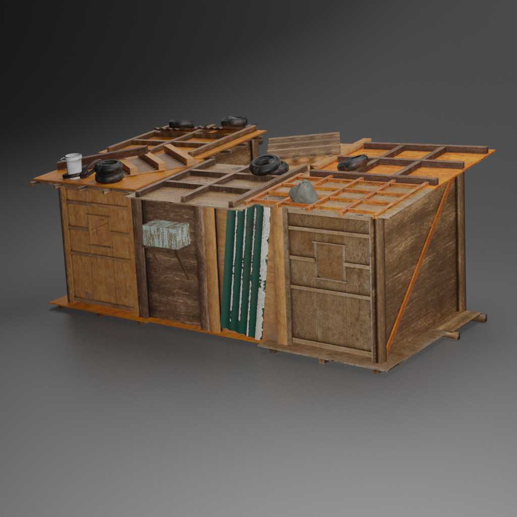 Wooden Hovels | Private Buildings models | BlenderKit