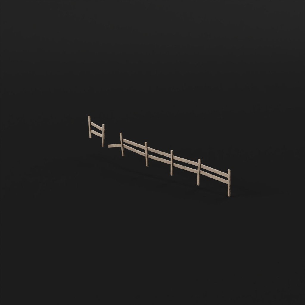 Wooden Fence Broken | FREE Fences models | BlenderKit