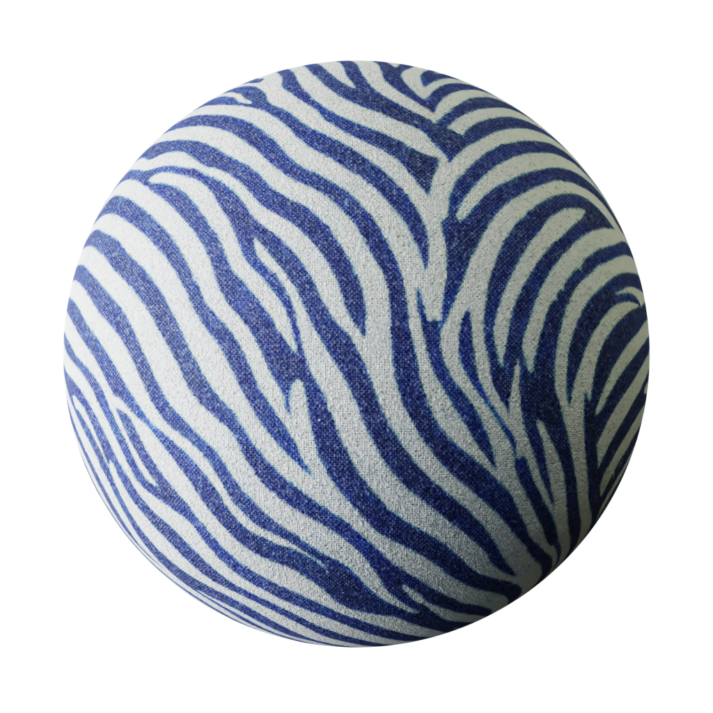 Blue and White Zebra Pattern Fabric | FREE fabric materials | BlenderKit