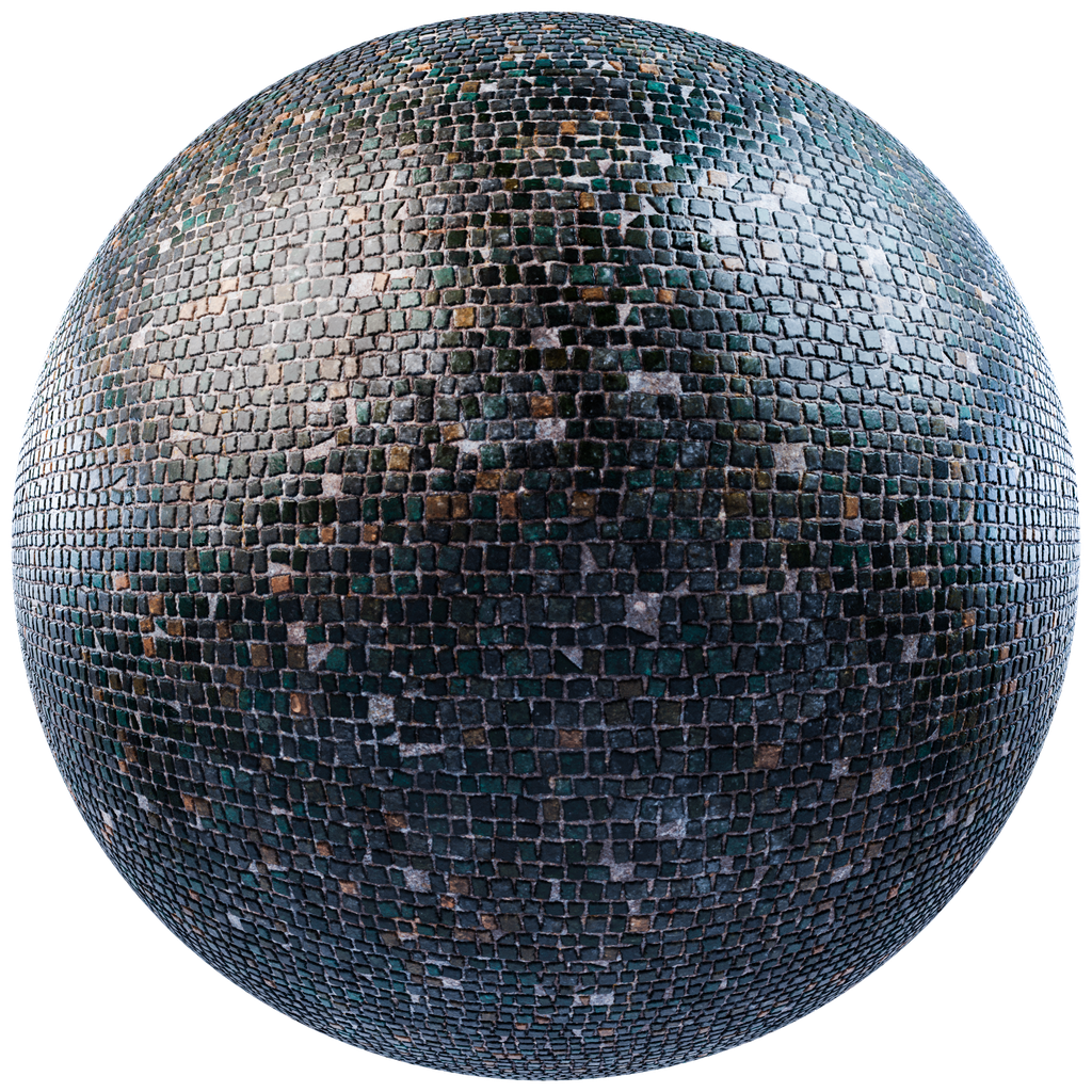 Handmade dark blue mosaic tiles | FREE tiles materials | BlenderKit