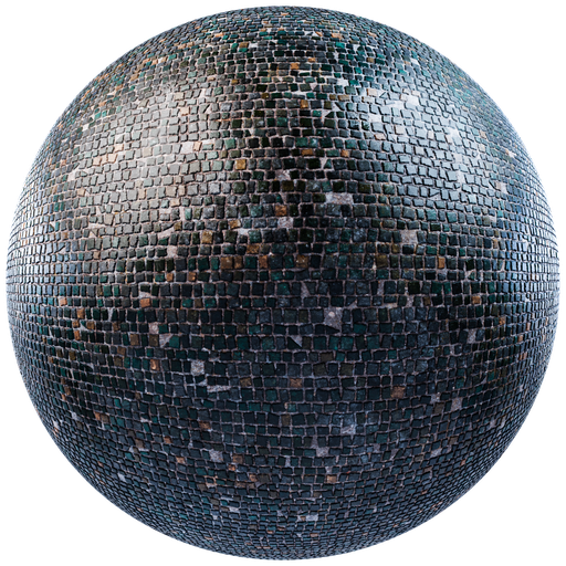 Handmade dark blue mosaic tiles | FREE tiles materials | BlenderKit