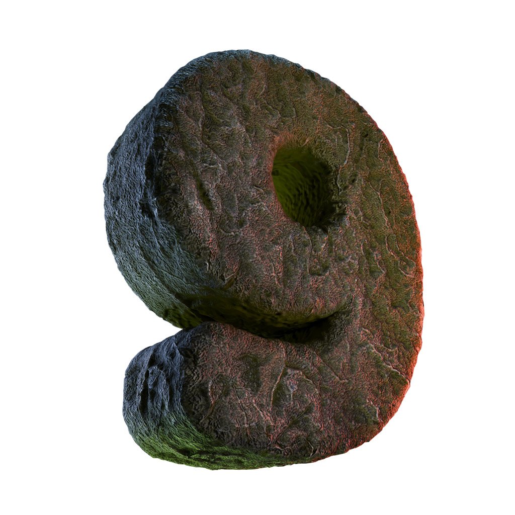 9 Number Numeric Stone Carved | Miscellaneous models | BlenderKit