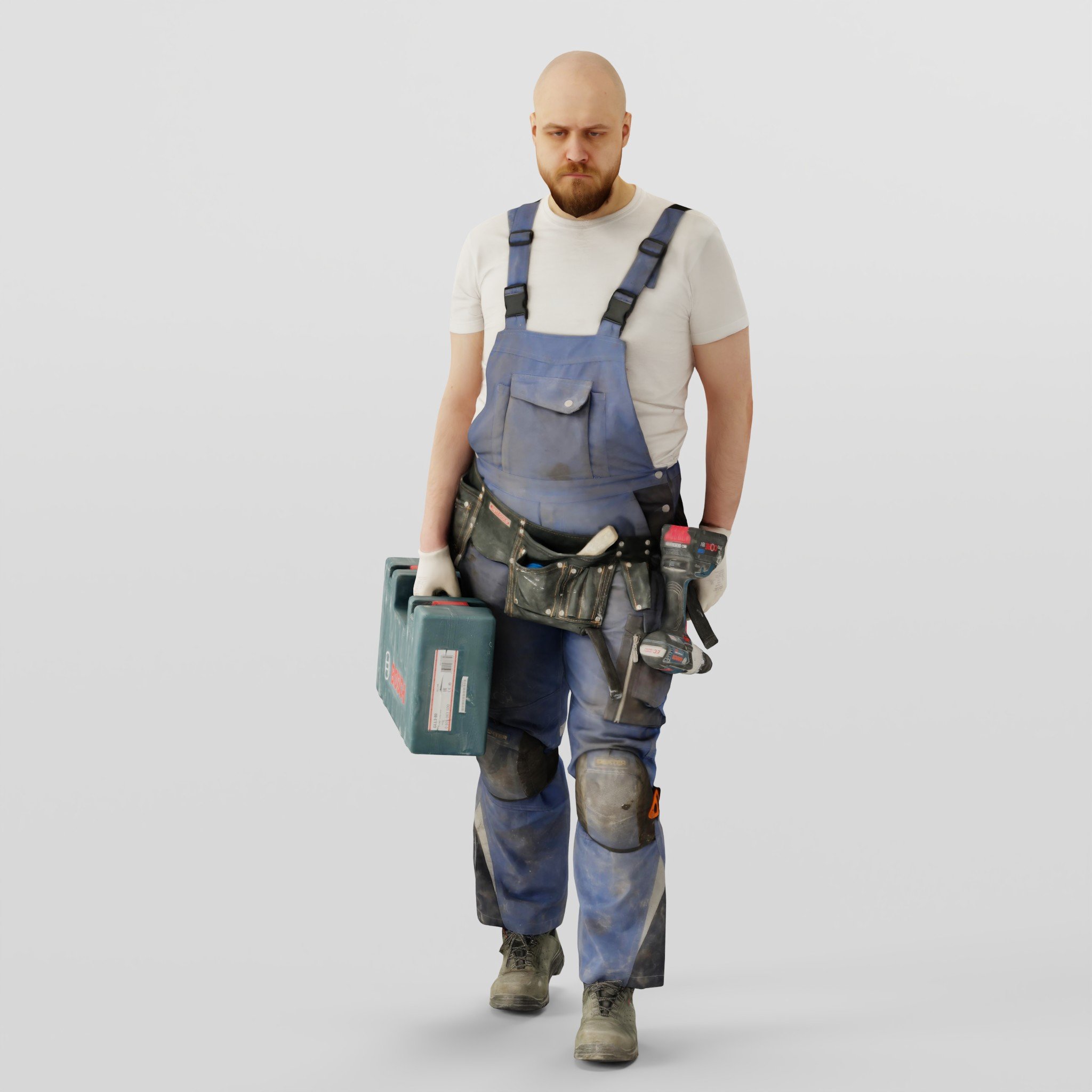 Bald Construction Worker walking | Men models | BlenderKit