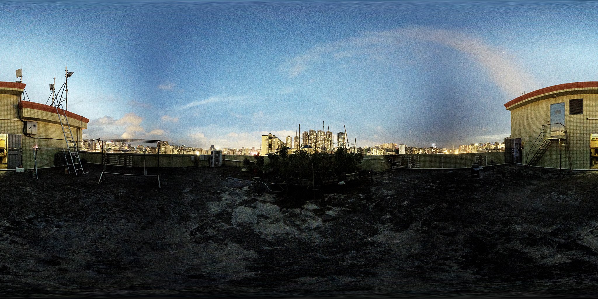 Rooftop at night | Cityscapes HDRis | BlenderKit