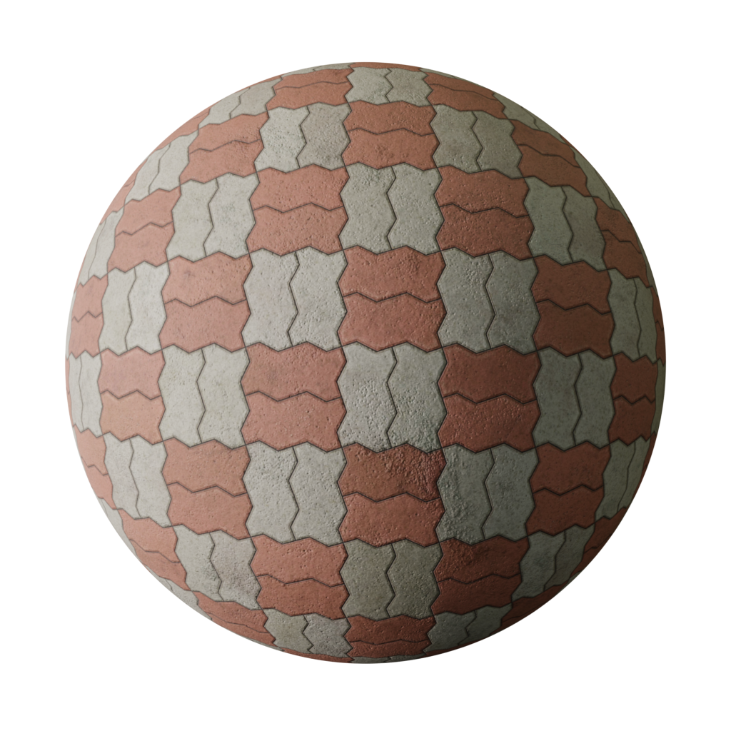 Basketweave Zigzag Unipaver Blocks Red | FREE bricks materials | BlenderKit