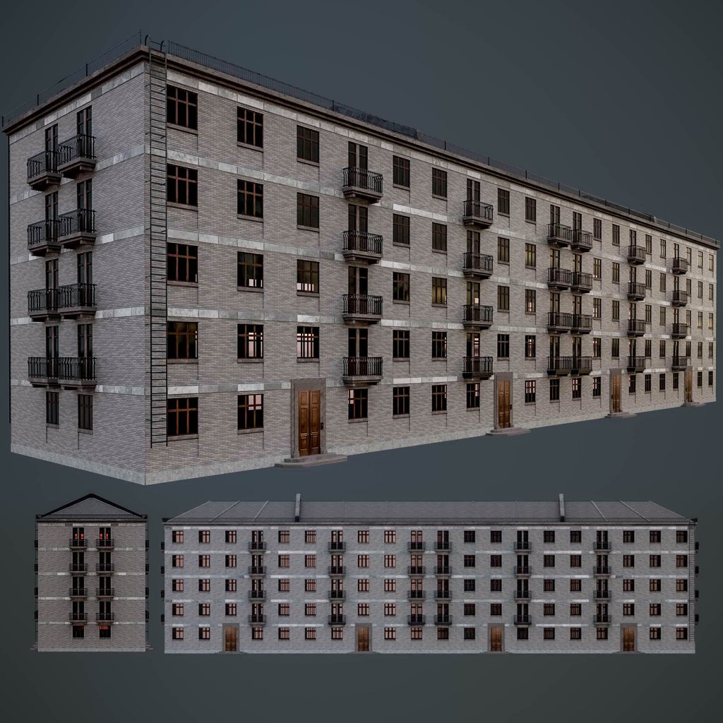 BlenderKit | Download the FREE Soviet residential building series 1-418 ...