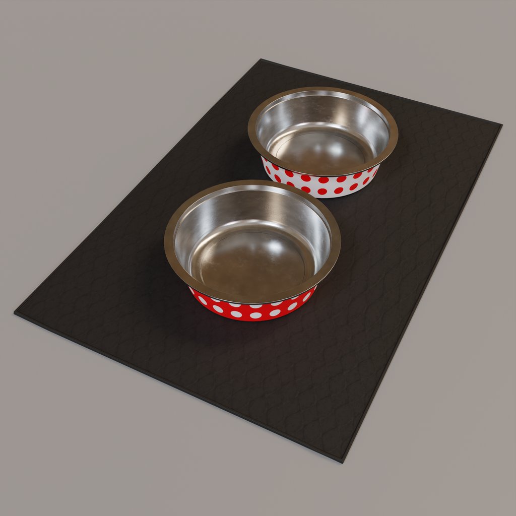 Pet Bowls on Mat | FREE Food / Drinks models | BlenderKit